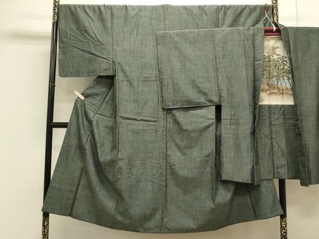 平和屋着物●男性　紬　アンサンブル　霞文　銀座おゝぎ屋扱い　正絹　逸品　未使用　CAAS0272th