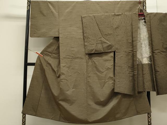 平和屋着物●男性　髭紬羽織セット　樺茶色　正絹　逸品　CAAS0289th