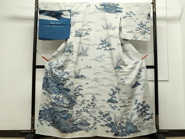 平和屋着物■極上　藍造り国選定無形文化財　藍師・佐藤昭人　天然灰汁発酵建阿波藍染　江戸小紋　百柄　証紙付き　逸品 未使用 CYAA2711s5 平和屋着物□極上 藍造り国選定無形文化財 藍師・佐藤昭