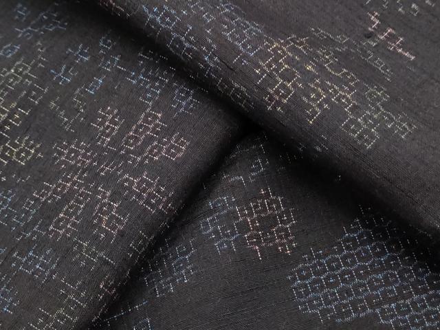 平和屋着物●結城紬　80亀甲　雲重ね草花文　やまと誂製　正絹　逸品　未使用　CAAS0349th