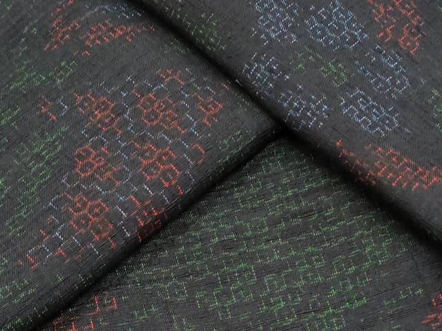 平和屋着物●結城紬　80亀甲　吉祥花文　正絹　逸品　CAAS0355th