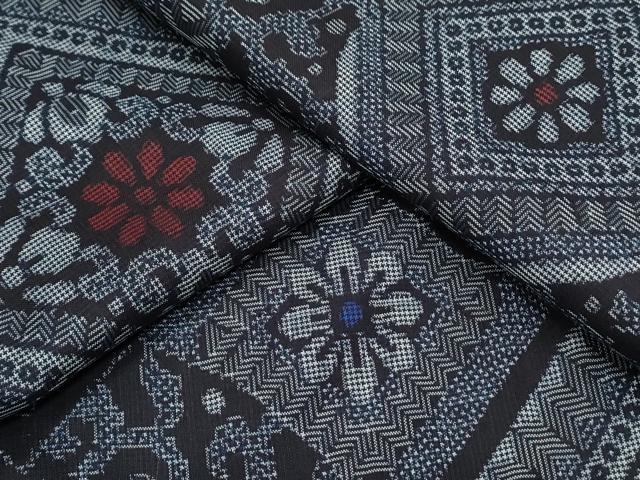 平和屋着物●本場大島紬　龍郷絣　菱花文　正絹　逸品　CAAS0368th