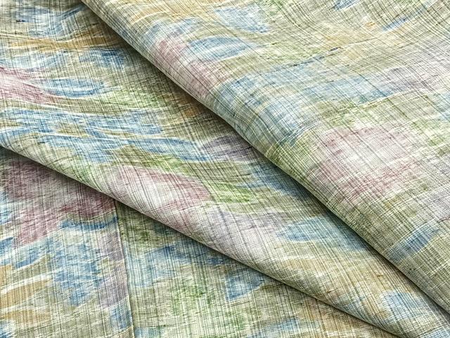 平和屋着物▽上質な紬　単衣　草花文　正絹　逸品　CAAS2426xi