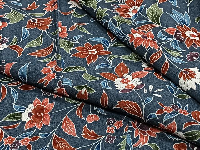 平和屋着物▽上質な小紋　単衣　更紗花唐草文　正絹　逸品　未使用　CAAS2435xi