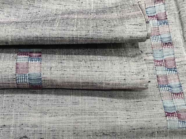 平和屋着物▽上質な紬　単衣　幾何学文様　正絹　逸品　CAAS2437xi