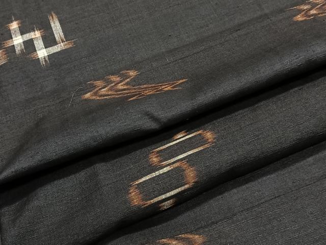 平和屋着物▽国指定重要無形文化財　本場久米島紬　手織　単衣　正絹　逸品　CAAS2445xi