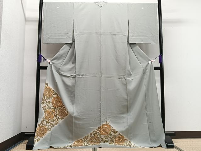 平和屋着物▽豪華色留袖　駒刺繍　鳳凰更紗花文　暈し染め　金彩　単衣　正絹　逸品　CAAS2459xi