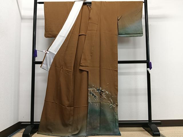 平和屋着物▽訪問着　単衣　枝花文　暈し染め　正絹　逸品　CAAS2461xi