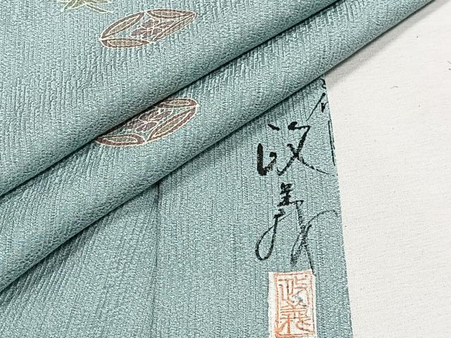 平和屋着物▽上質な小紋　単衣　作家物　七宝花文　正絹　逸品　CAAS2474xi