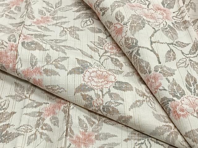 平和屋着物▽上質な紬　単衣　枝花文　正絹　逸品　CAAS2495xi