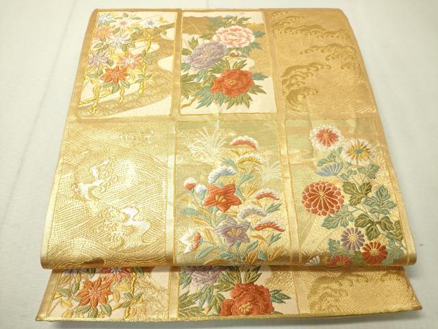 平和屋着物●西陣織　天平初年創始の京の老舗　洛陽織物　六通柄袋帯　唐織　短冊草花文　金糸　正絹　逸品　CAAS3013ak