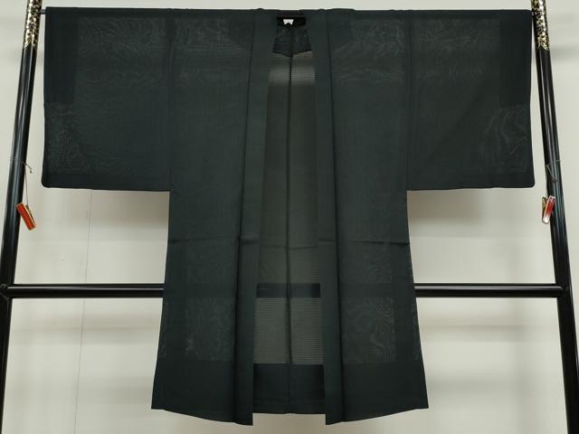 平和屋着物▽男性　長羽織　スリーシーズン　春夏秋　塵除け　紗　羊羹色　正絹　逸品　CAAS4996ut