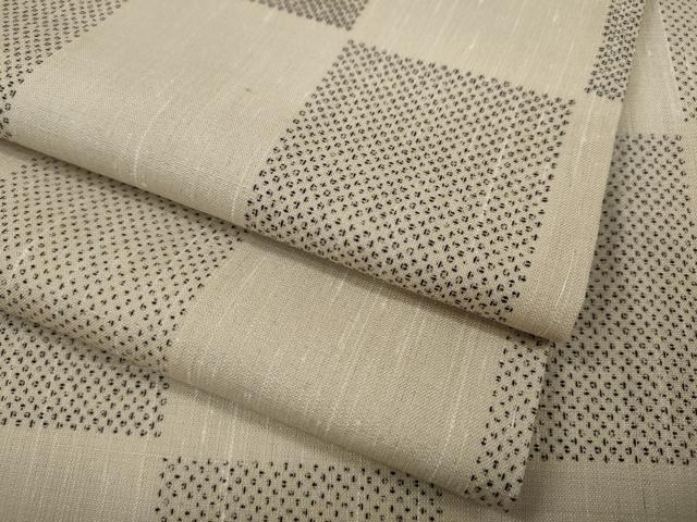 平和屋着物▽上質な紬　単衣　格子柄　正絹　逸品　未使用　CAAS5058ut