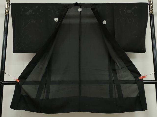 平和屋着物▽男性　スリーシーズン　春夏秋　塵除け　黒紋付　長羽織　絽　正絹　逸品　CAAS5084ut 平和屋着物▽男性 スリーシーズン 春夏秋 塵除け 黒紋付 長羽織