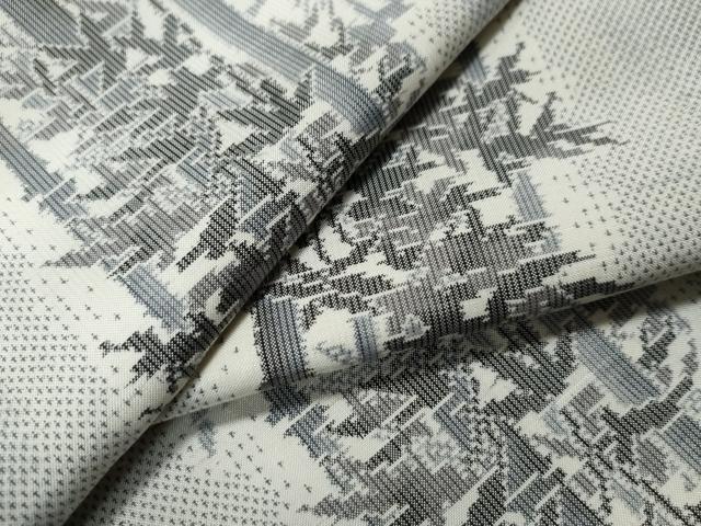平和屋着物●本場大島紬　白大島　9マルキ　笹竹文　正絹　逸品　CAAS6749yc