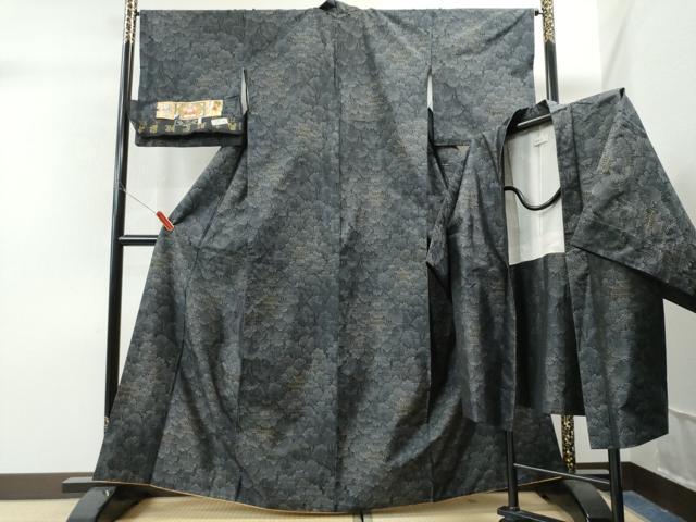 平和屋着物●本場大島紬　アンサンブル　泥染め　樹林風景文　やまと誂製　証紙付き　正絹　逸品　CAAS6757yc