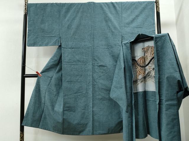 平和屋着物○男性 紬 アンサンブル 霞文 キングサイズ 正絹 逸品