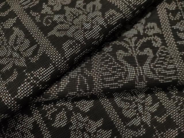 平和屋着物●本場大島紬　9マルキ　泥染め　花鳥更紗唐草間道　正絹　逸品　CAAS6819yc