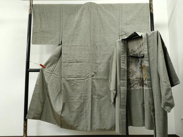 平和屋着物●男性　紬　アンサンブル　霞文　正絹　逸品　未使用　CAAS6824yc