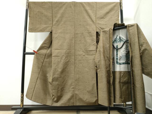 平和屋着物●男性　紬　アンサンブル　霞文　キングサイズ　正絹　逸品　未使用　CAAS6838yc