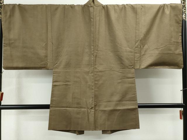 平和屋着物○男性 お召 アンサンブル 100亀甲 キングサイズ 正絹 逸品