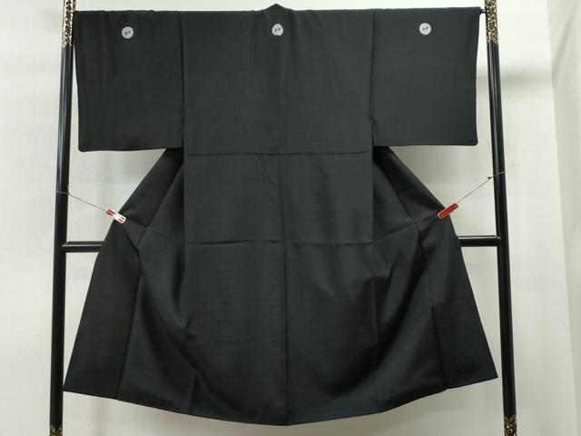 平和屋着物●男性　黒紋付　正絹　逸品　CAAS6908yc