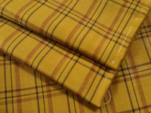 平和屋着物●本場黄八丈　平織　格子柄　正絹　逸品　CAAS6921yc