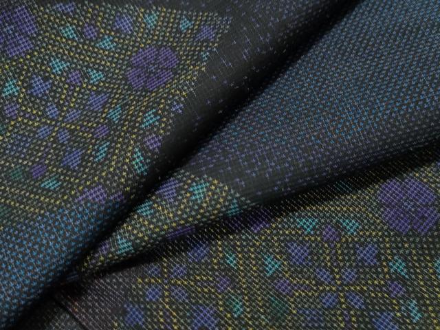 平和屋着物●本場大島紬　9マルキ　泥染め　地紙重ね吉祥文　正絹　逸品　未使用　CAAS6947yc