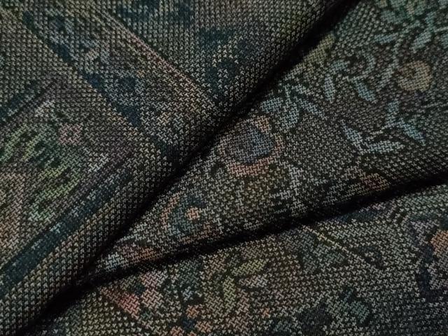 平和屋着物●本場大島紬　9マルキ　泥染め　短冊重ね吉祥花文　正絹　逸品　CAAS6967yc