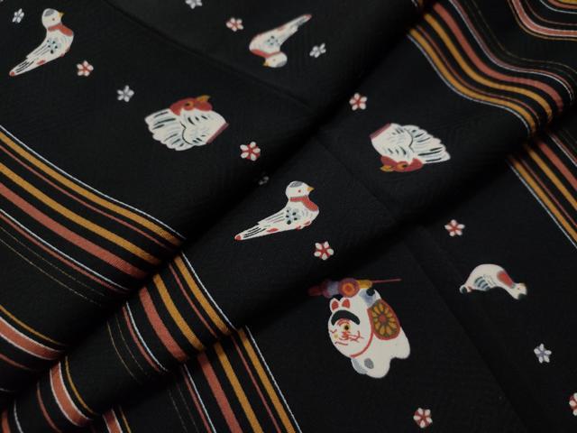 平和屋着物●上質な小紋　動物花間道　正絹　逸品　CAAS6988yc