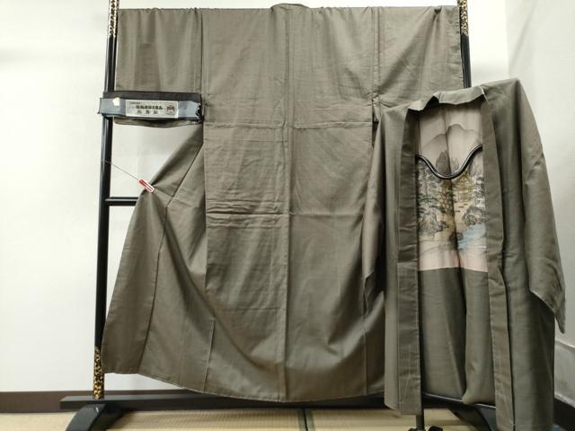 平和屋着物●男性　大島紬　アンサンブル　100亀甲　総詰め　キングサイズ　反端付き　正絹　逸品　未使用　CAAS6991yc