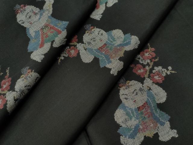 平和屋着物●本場大島紬　9マルキ　泥染め　地空き　唐子　正絹　逸品　CAAS7004yc