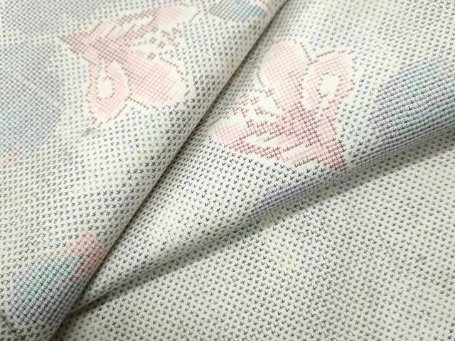 平和屋着物●本場大島紬　白大島　7マルキ　草花文　正絹　逸品　未使用　CAAS7019yc