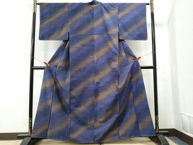 平和屋着物○上質な紬 斜線文 正絹 逸品 未使用 CAAS7027yc