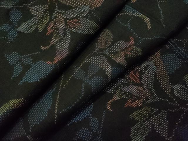 平和屋着物●本場大島紬　7マルキ　泥染め　枝花文　正絹　逸品　CAAS7035yc