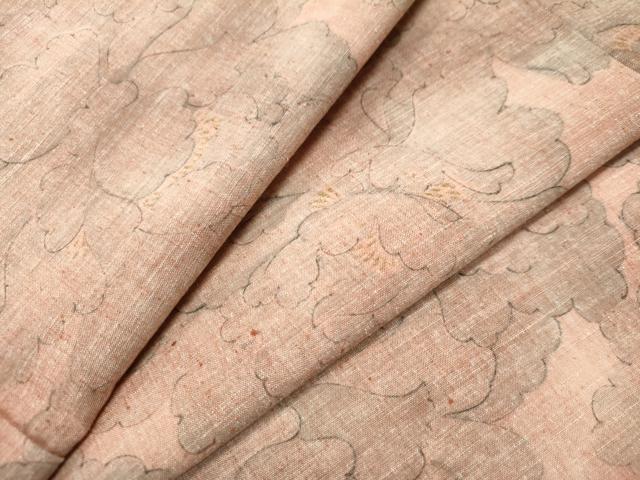 平和屋着物●上質な紬　手描き　牡丹　正絹　逸品　CAAS7050yc