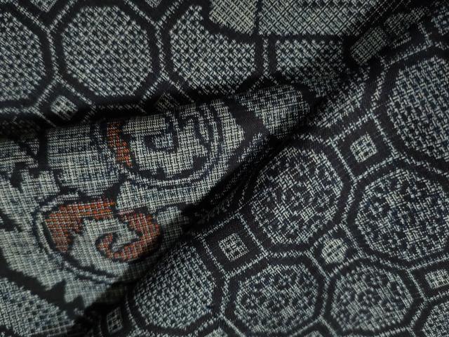 平和屋着物●本場大島紬　割込み絣　蜀江短冊吉祥文　正絹　逸品　未使用　CAAS7079yc