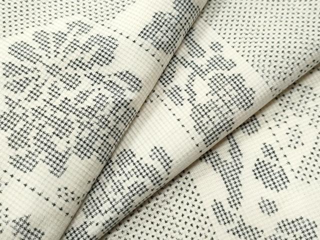 平和屋着物●本場大島紬　白大島　7マルキ　雲取り屏風草花文　正絹　逸品　未使用　CAAS7085yc