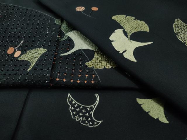 平和屋着物●中国三大刺繍　スワトウ刺繍　訪問着　総刺繍　いちょう　正絹　逸品　CAAS7109yc