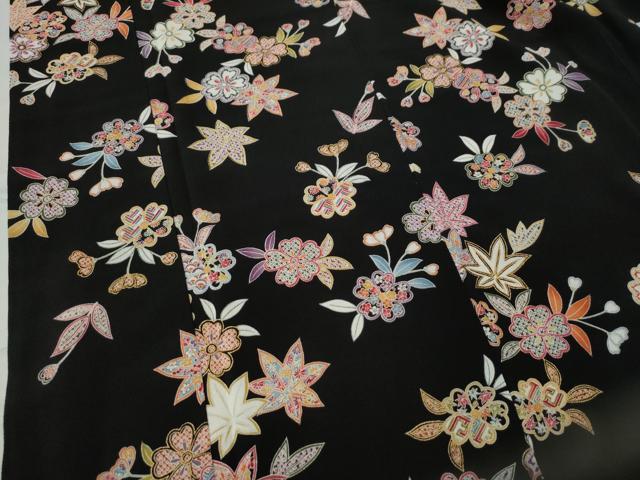 平和屋着物○上質な小紋 牡丹文 鬼しぼ縮緬 金彩 正絹 逸品 DAAQ2789ps