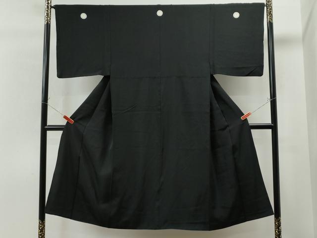 平和屋着物●男性　黒紋付　正絹　逸品　CAAS7144yc