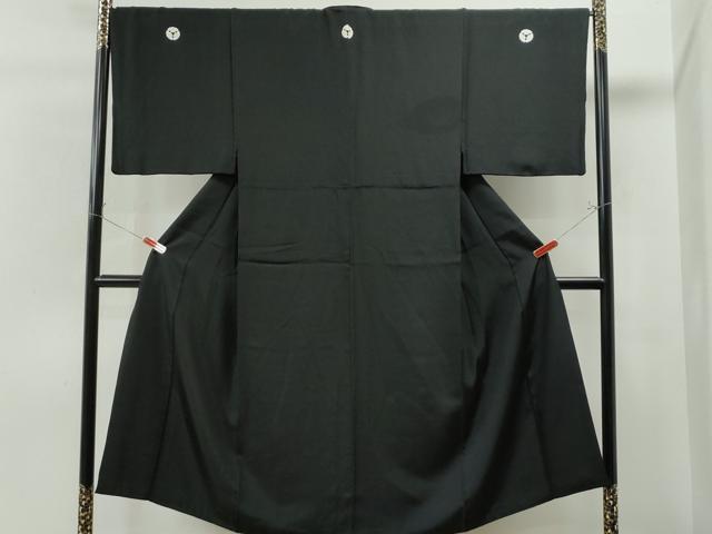 平和屋着物●男性　黒紋付　正絹　逸品　CAAS7145yc