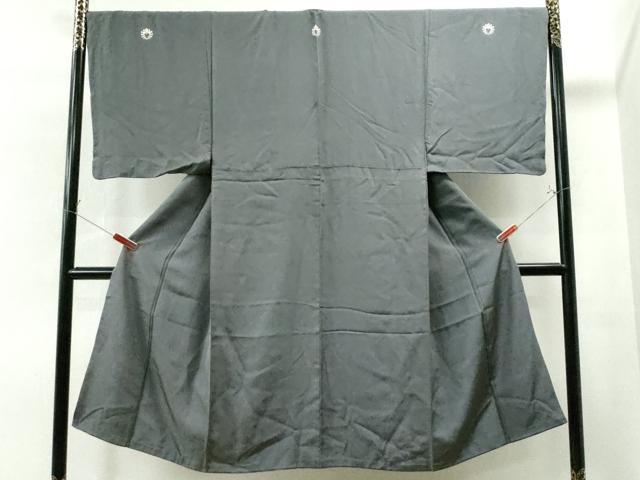 平和屋着物●男性　色紋付　灰色　正絹　逸品　CAAS7160yc