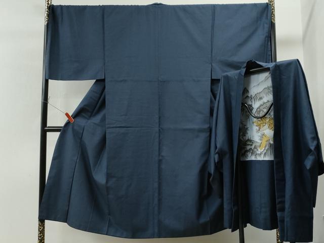 平和屋着物●男性　お召　アンサンブル　100亀甲　キングサイズ　正絹　逸品　CAAS7175yc