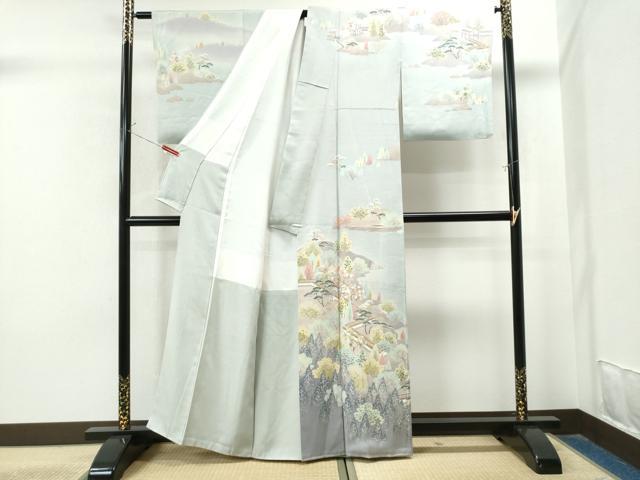 平和屋着物●訪問着　友禅　樹林風景文　暈し染め　正絹　逸品　AAAZ7479zg 平和屋着物○訪問着 友禅 樹林風景文 暈し染め 正絹 逸品 AAAZ7479zg