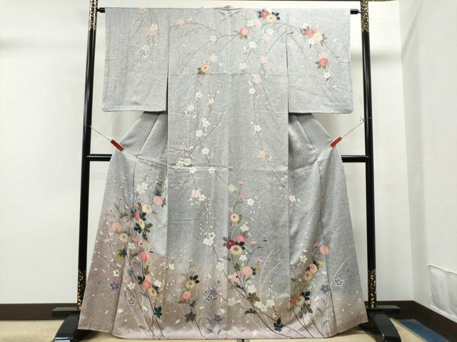 平和屋着物●訪問着　友禅　菊花文　暈し染め　金彩　正絹　逸品　CAAS7202yc