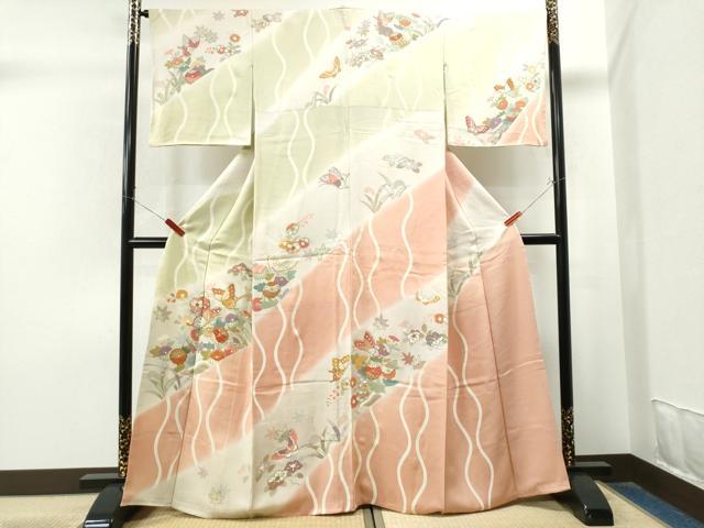 平和屋着物●創業460年・千總　訪問着　駒刺繍　立涌花蝶文　暈し染め　高島屋扱い　正絹　逸品　CAAS7211yc