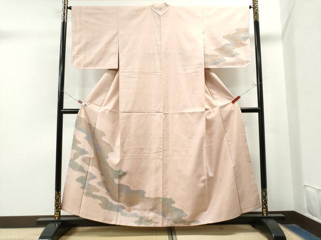 平和屋着物●本場結城紬 重要無形文化財　訪問着　100亀甲　道長花文　正絹　逸品　未使用　CAAS7274yc