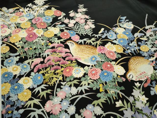 平和屋着物○本加賀友禅作家 毎田仁郎 黒留袖 花鳥文 正絹
