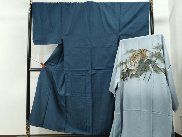 平和屋着物●男性　お召・長襦袢セット　100亀甲　正絹　逸品　CAAS7288yc